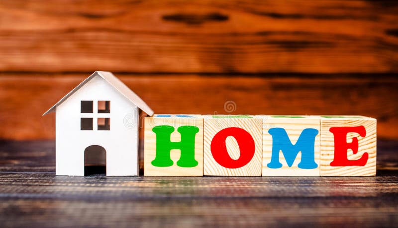 Home and Text on the Cubes HOME Stock Image - Image of cube, real ...