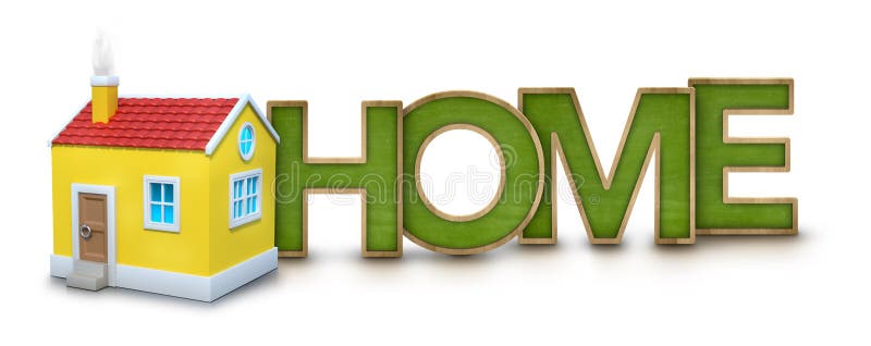 Home text with 3d house stock illustration. Illustration of lease ...