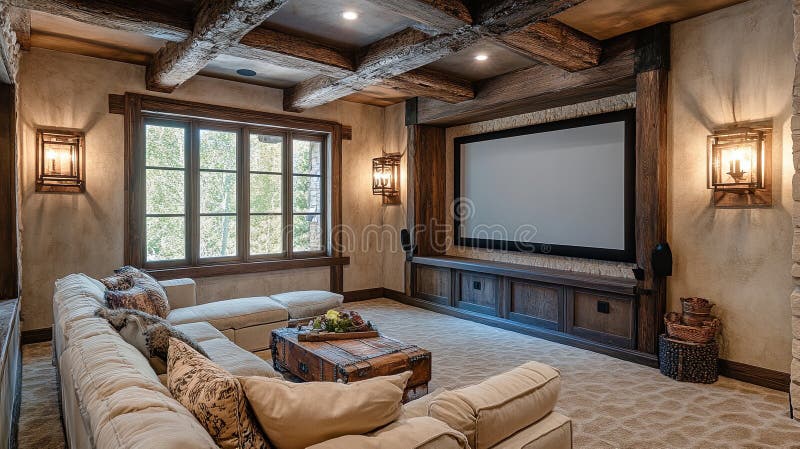 Home Theater Designed Eco Friendly Materials Soft Neutral Stock Photos ...