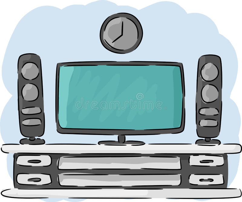 Home Theater hand drawing stock vector. Illustration of guest - 60001627