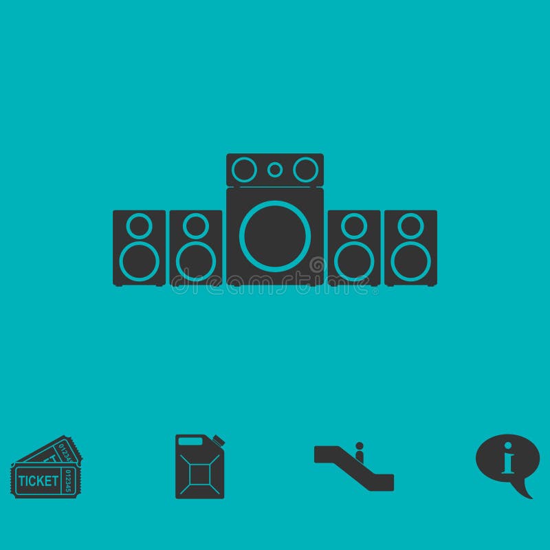 Home theater icon flat stock vector. Illustration of audio - 137828574