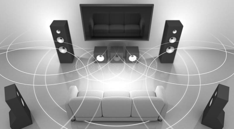 Home Theater and Sound Waves. Stock Illustration - Illustration of ...