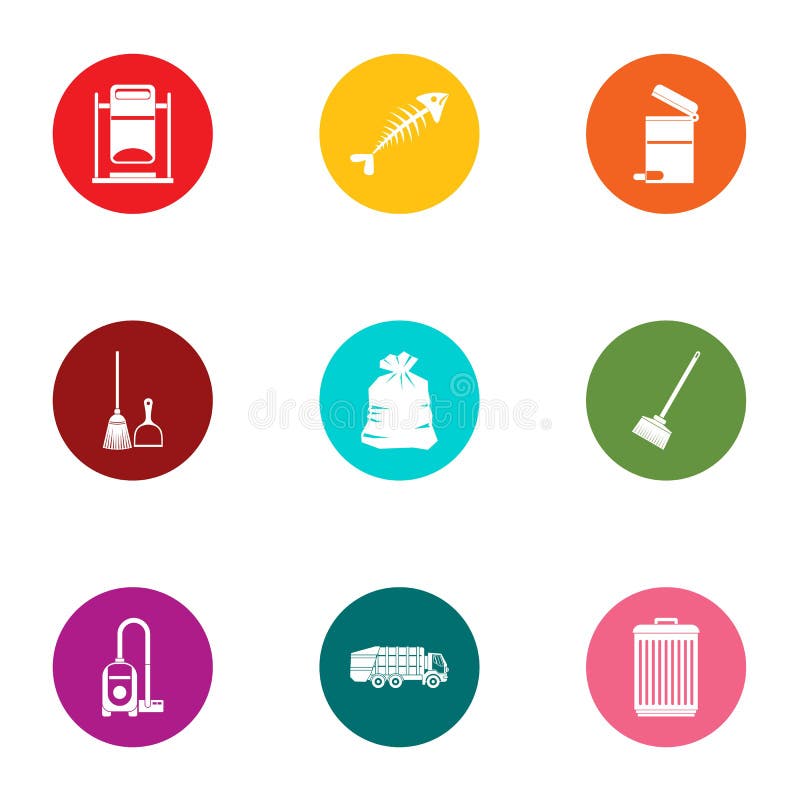 Trash Bin Icons Set, Isometric 3d Style Stock Vector - Illustration of ...