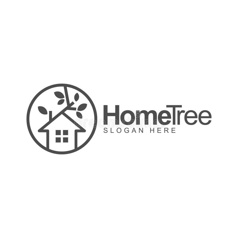 Home Tree Logo Logo Design Vector Illustrations Stock Vector ...