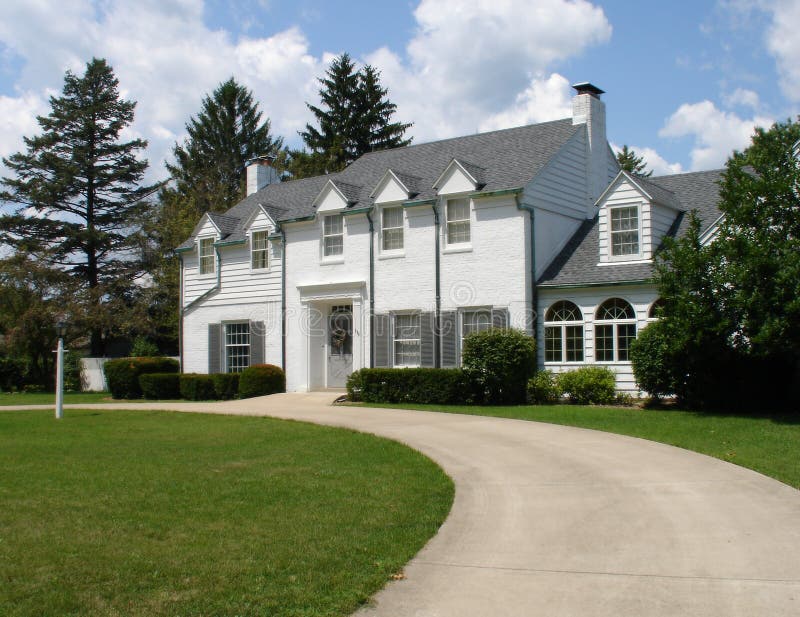 Large Country Home with Wide Wrap Around Porch Stock Photo - Image of ...