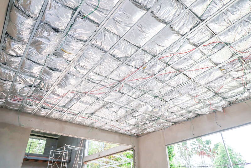 Silver Foil Insulation Heat On Ceiling Roof Stock Photo - Image of roof ...