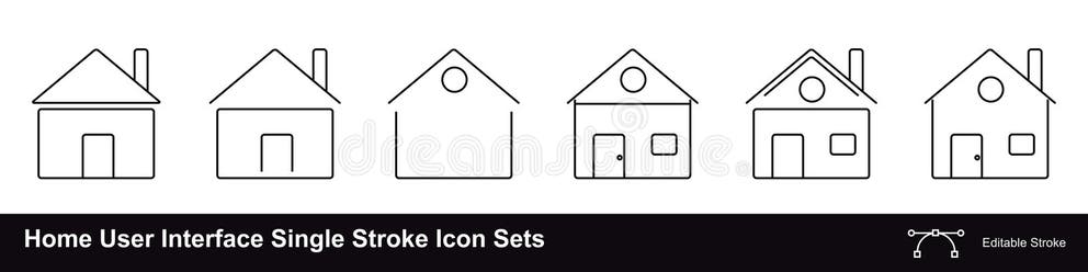 Home User Interface Single Stroke Vector Icons Scalable Stock Vector ...