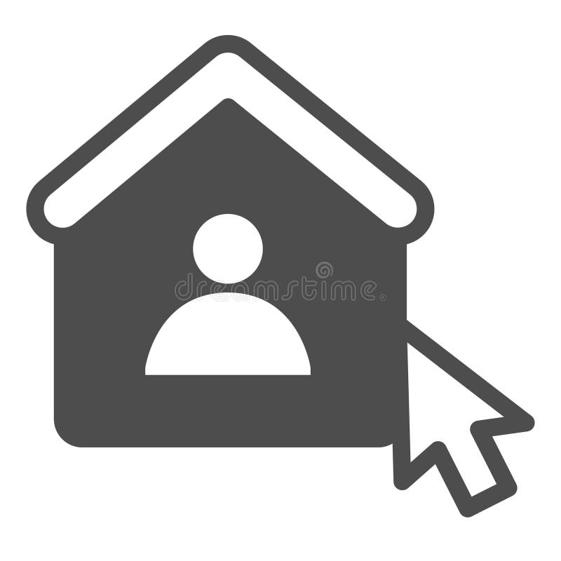 Home User and Mouse Cursor Solid Icon, Remote Work Concept. Vector ...