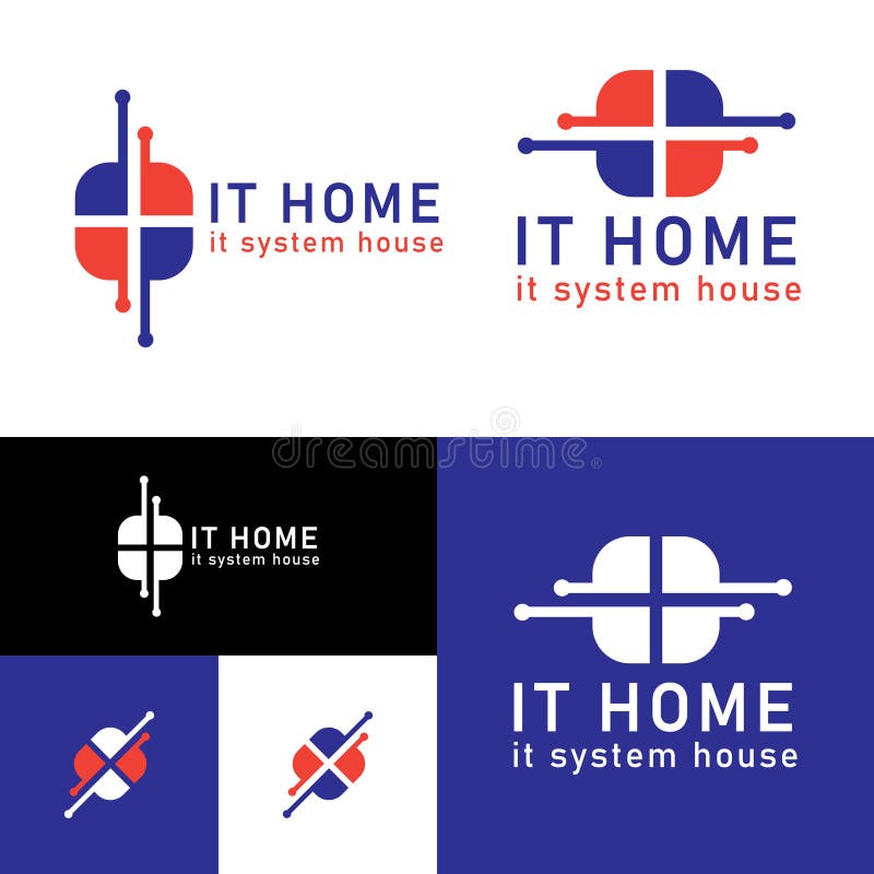 It Home Vector Logo. Digital Home Window Logo. Black and White.Modern ...