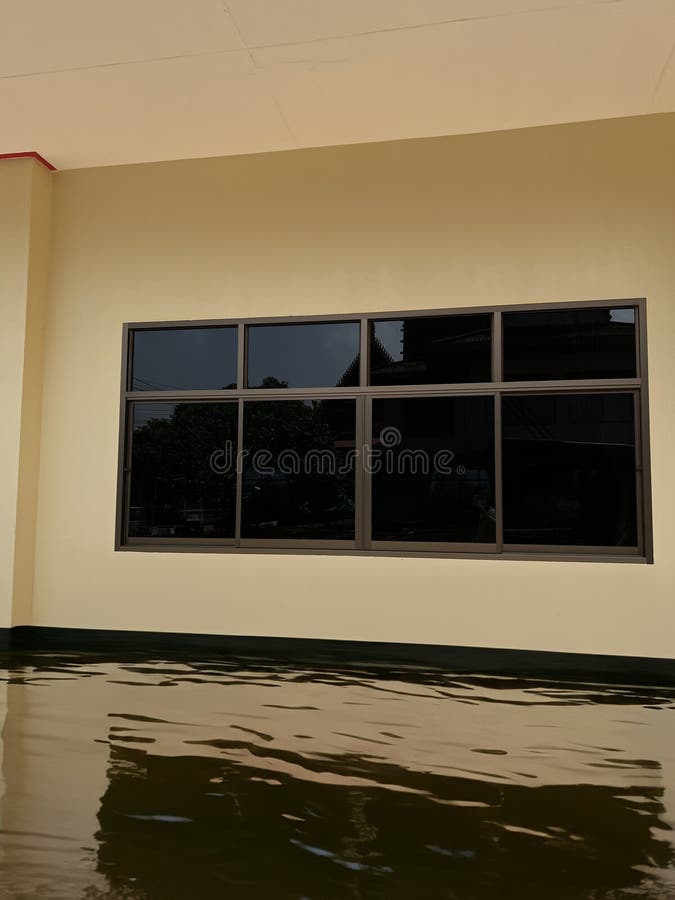 Home Wall with Black Glass Window Stock Image - Image of asian ...