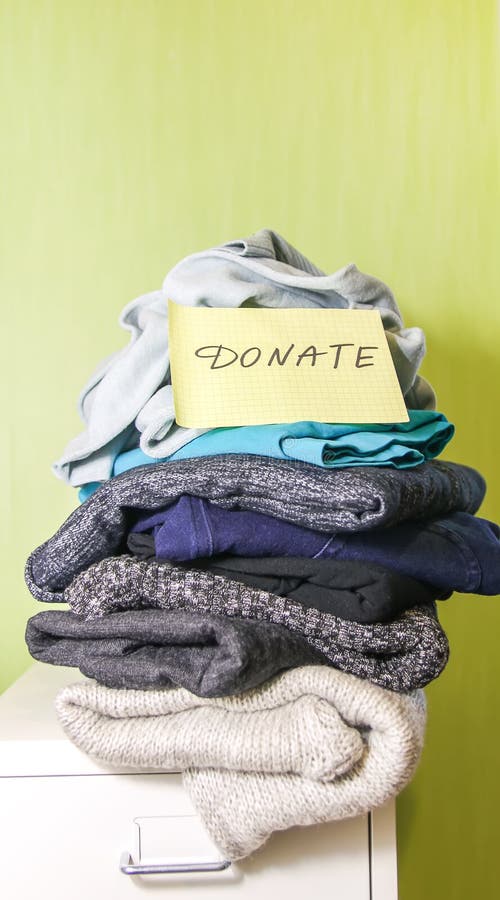 Home Wardrobe with Different Clothes. Small Space Organization Stock ...