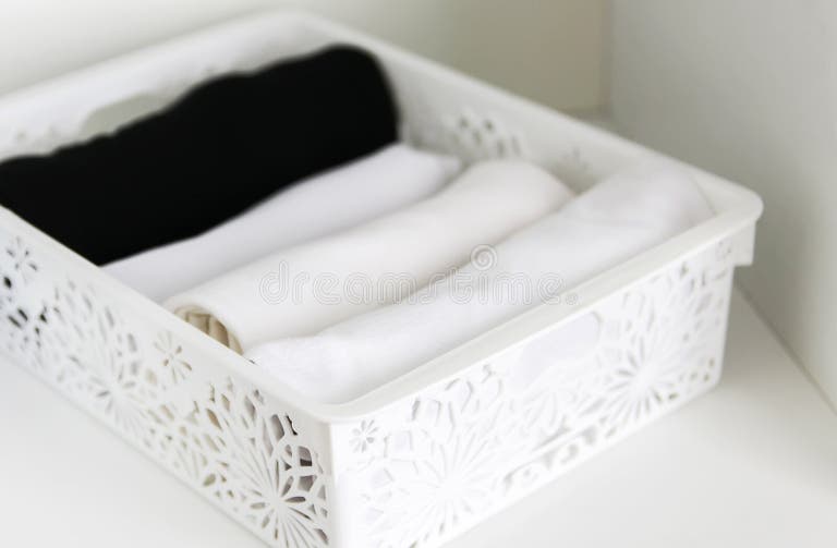 Home Wardrobe with Different Clothes. Small Space Organization Stock ...