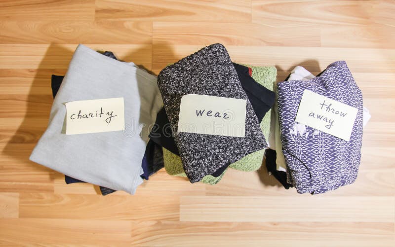 Home Wardrobe with Different Items of Clothing. Seasonal Clothes ...