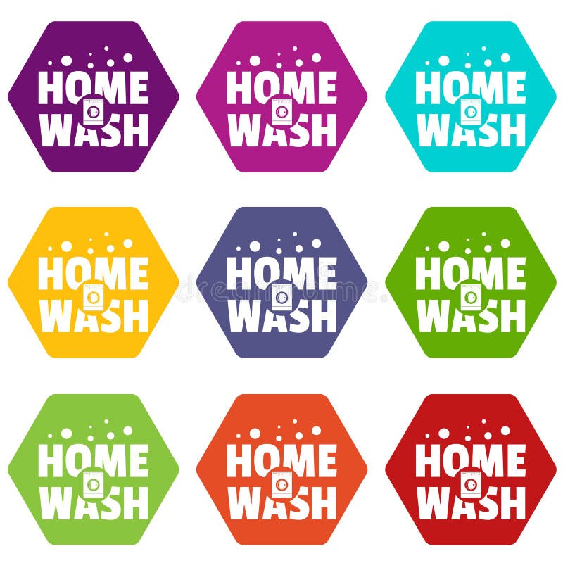 Wash Icons Set, Simple Style Stock Vector - Illustration of cleaner ...