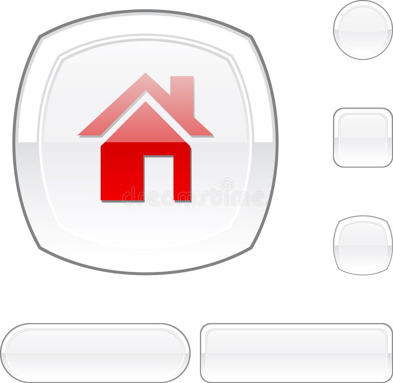 Home white button. stock vector. Illustration of shiny - 13694632
