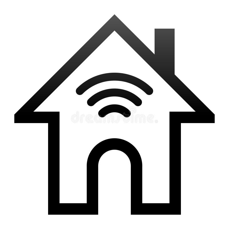 Home Wifi Symbol Icon - Black with Outline, Isolated - Vector Stock ...