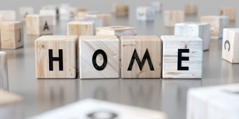 Home - Word on Wooden Blocks - 3D Illustration Stock Illustration ...