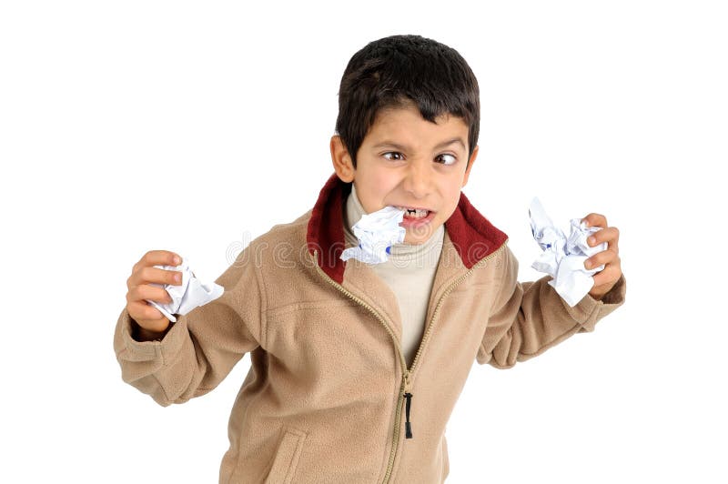 Boy in Rage Tear Ripping Up His Work Stock Image - Image of paper ...