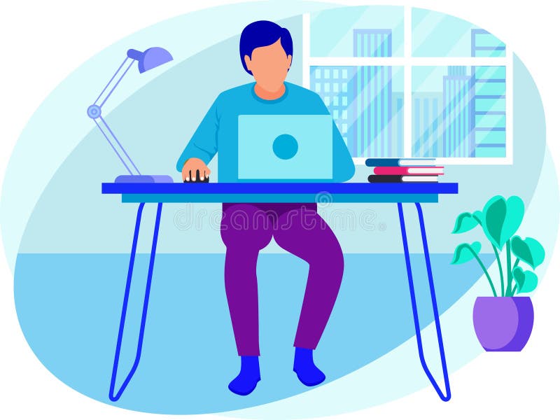 Employee working from home stock vector. Illustration of study - 224298635