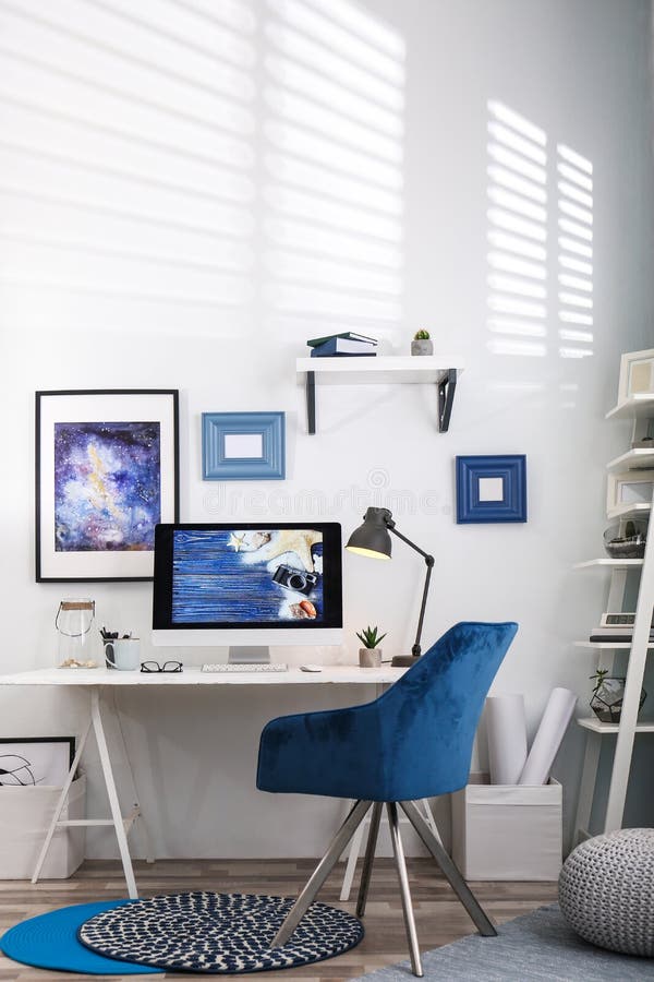 Home Workplace with Modern Computer and Desk Stock Photo - Image of ...