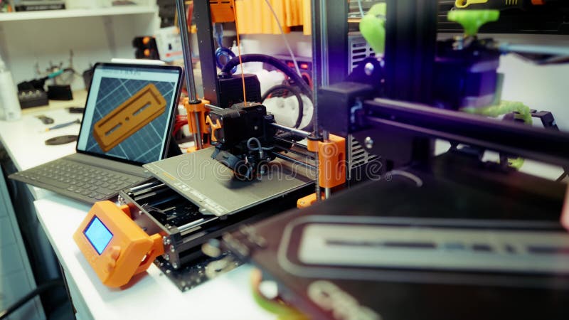 Home Workshop 3d Printer Machine Laptop Screen Stock Video - Video of ...