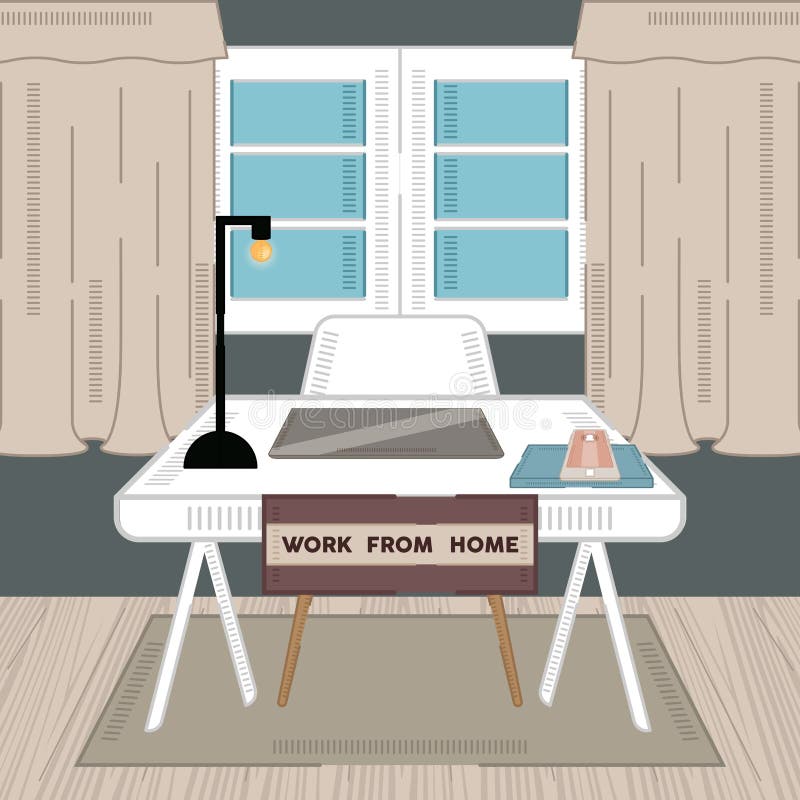 Work from Home Poster. Home Office Stock Vector - Illustration of space ...