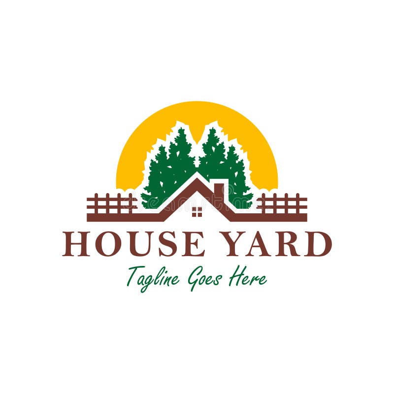 Home Yard Illustration Logo in the Forest Stock Vector - Illustration ...