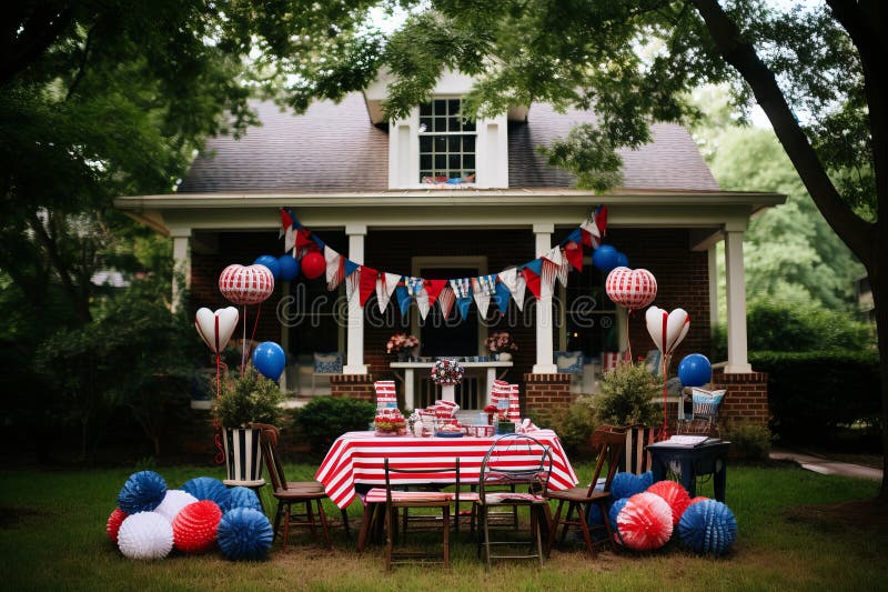 A Homecoming Celebration with a Patriotic Theme Stock Illustration ...