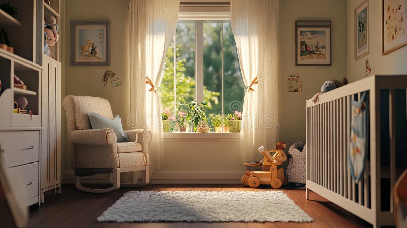 Homecoming Scene with Babys Room Prepared. Stock Photo - Image of ...