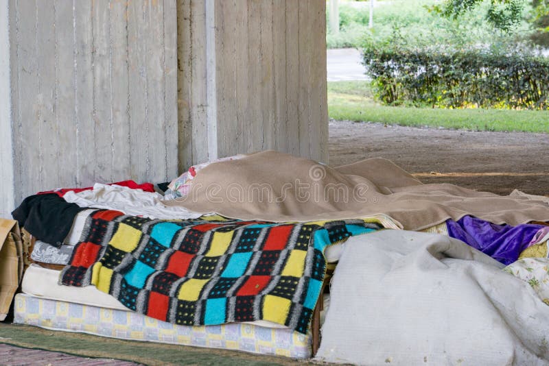 Homeless Area Under the Bridge Stock Photo - Image of people ...