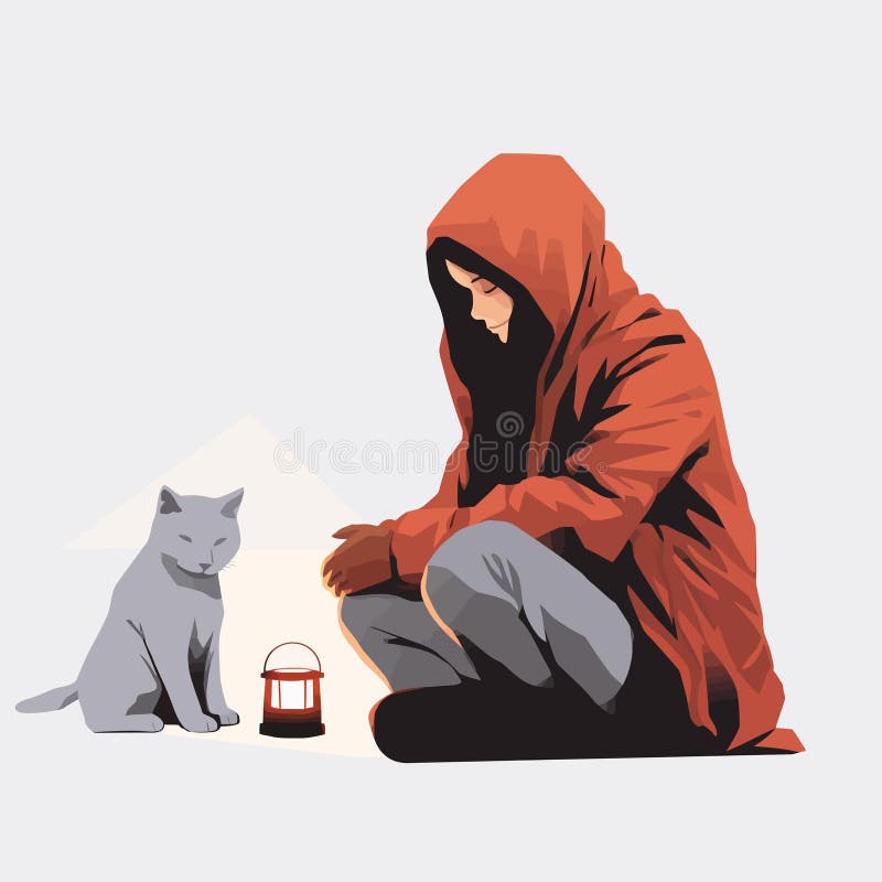 Homeless Cat Vector Flat Minimalistic Isolated Illustration Stock ...