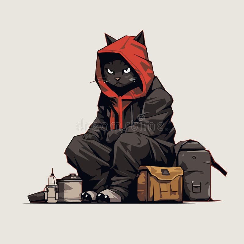 Homeless Cat Vector Flat Minimalistic Isolated Illustration Stock ...