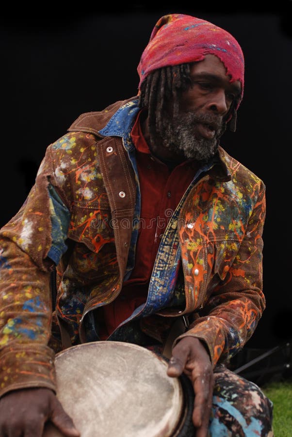 Homeless Drummer stock image. Image of beard, black, colorful - 2012071