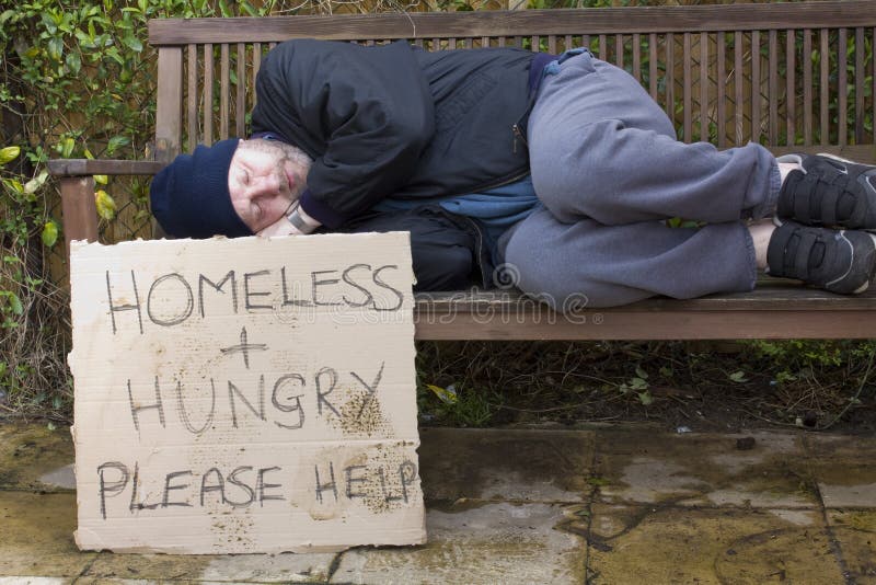 Homeless hungry stock image. Image of hungry, bench, coat - 13724161