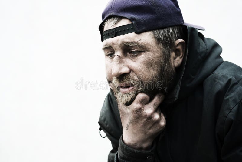 Sad Homeless Man in Depression Stock Image - Image of life, homeless ...