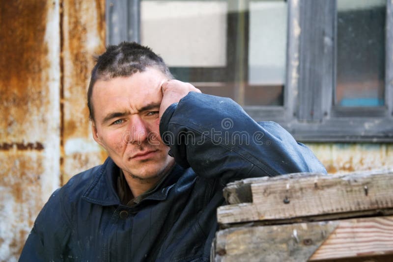 Sad Homeless Man in Despair Stock Photo - Image of headache, alcoholism ...