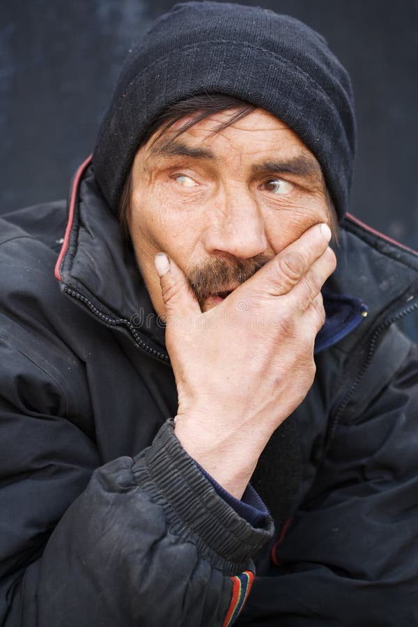 Christmas Gift for Homeless Man Stock Image - Image of dirty, beggar ...