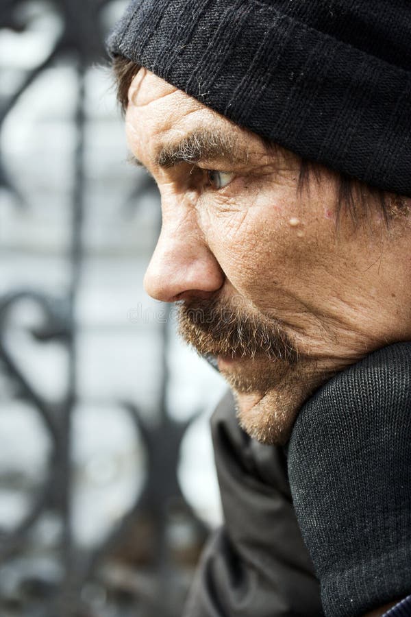 Homeless Man Portrait stock photo. Image of mature, male - 12556286