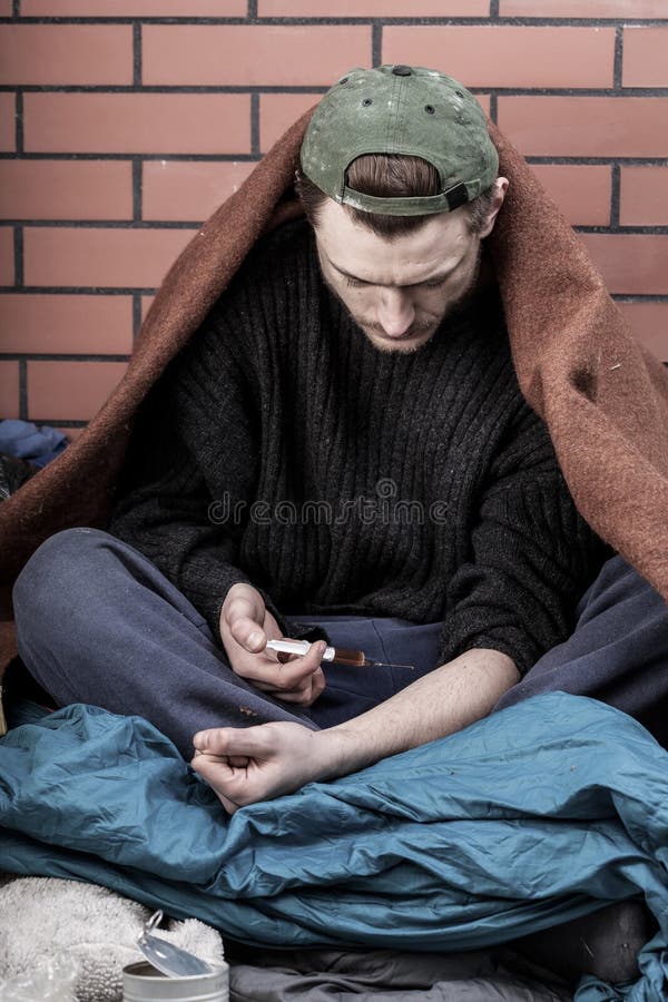 Homeless Man Addicted To Drugs Stock Photo - Image of failure, problem ...