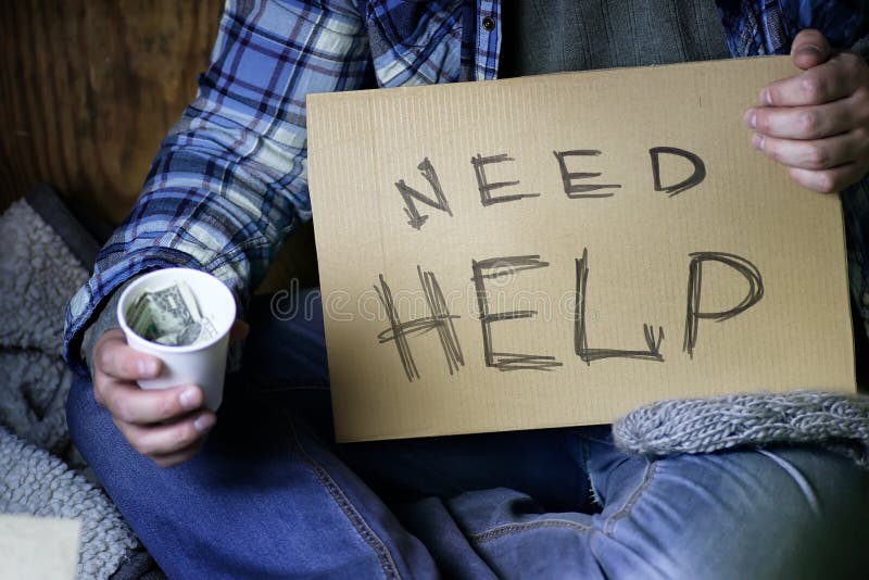 Homeless man ask help stock photo. Image of donate, helpless - 78804280