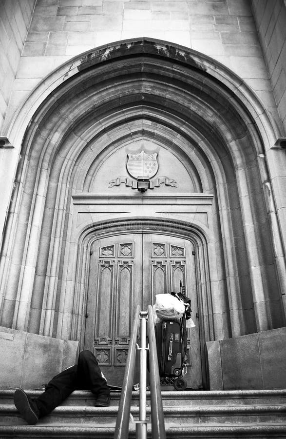 Homeless Man on Church Steps Editorial Stock Image - Image of homeless ...