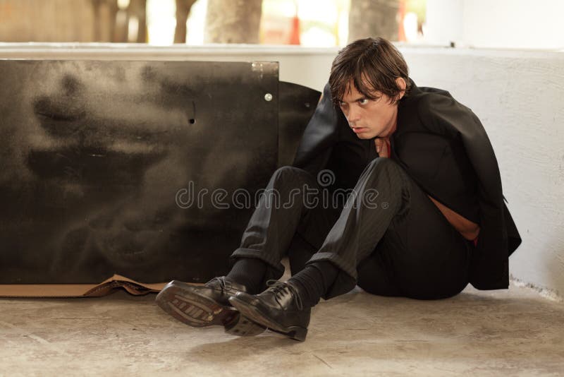 Homeless Cold night stock image. Image of winter, poverty - 46264501