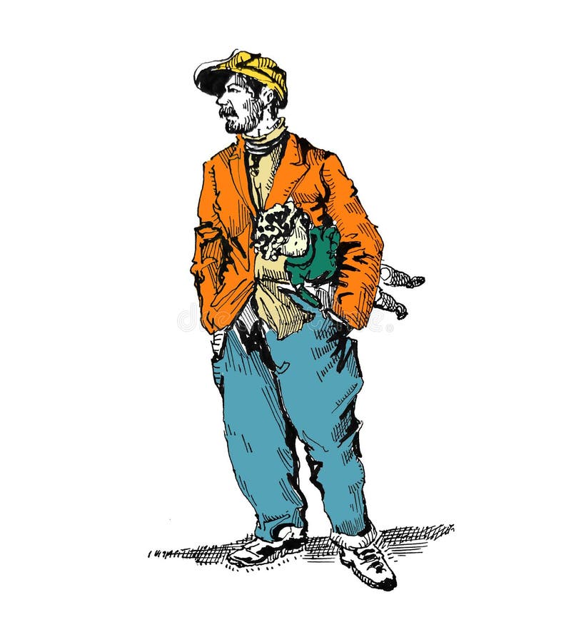 Homeless man drawing stock vector. Illustration of pencil - 198421245