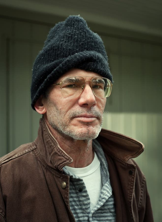 Homeless Man Portrait stock photo. Image of mature, male - 12556286