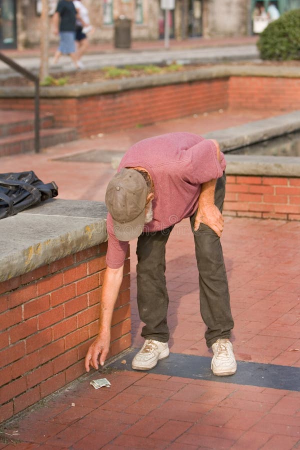 Homeless Man Reaching for Money Stock Image - Image of money, people ...