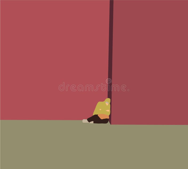 Homeless Man is Sleeping in the Shadow on the Street. Stock Vector ...