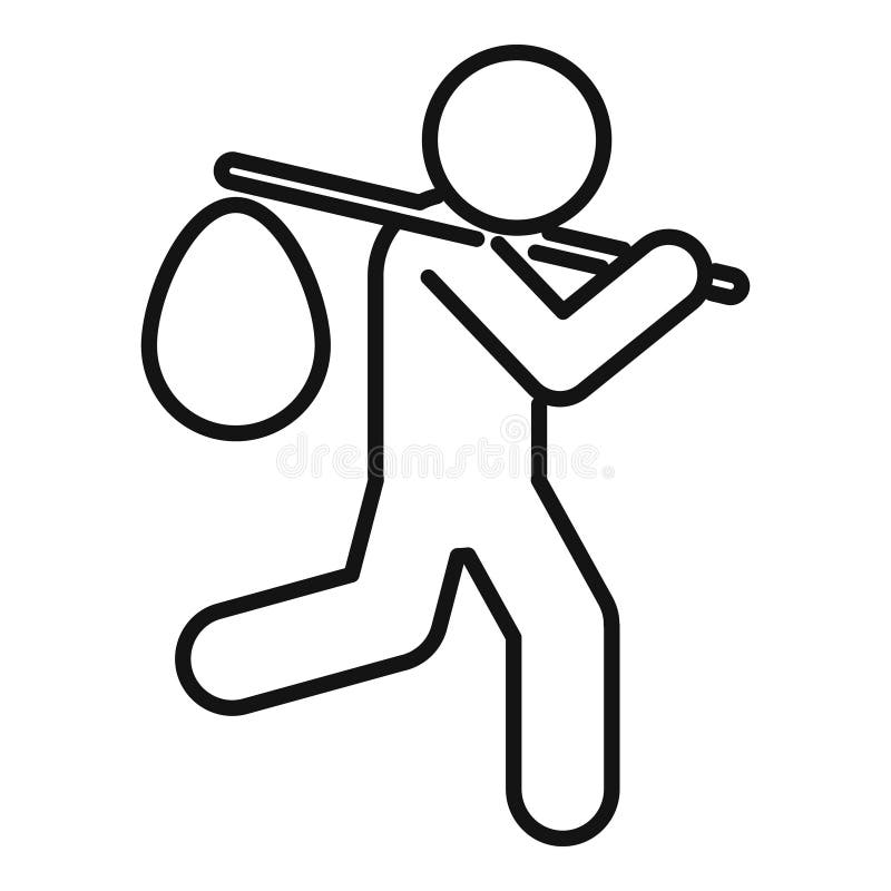 Homeless Man is Walking with Sack on Stick Stock Illustration ...