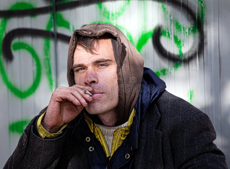 Homeless Men smoking stock image. Image of life, looking - 17162101