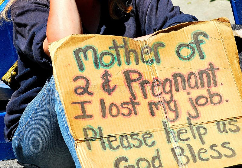 Homeless mother. stock image. Image of asking, sign, teenager - 61818303