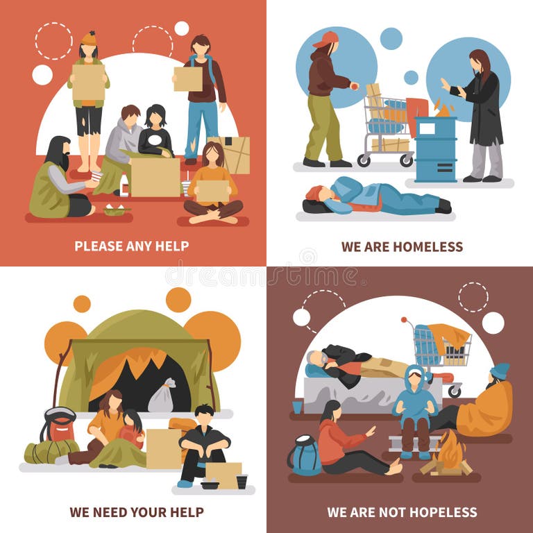 Homeless People Design Concept Stock Vector - Illustration of homeless ...
